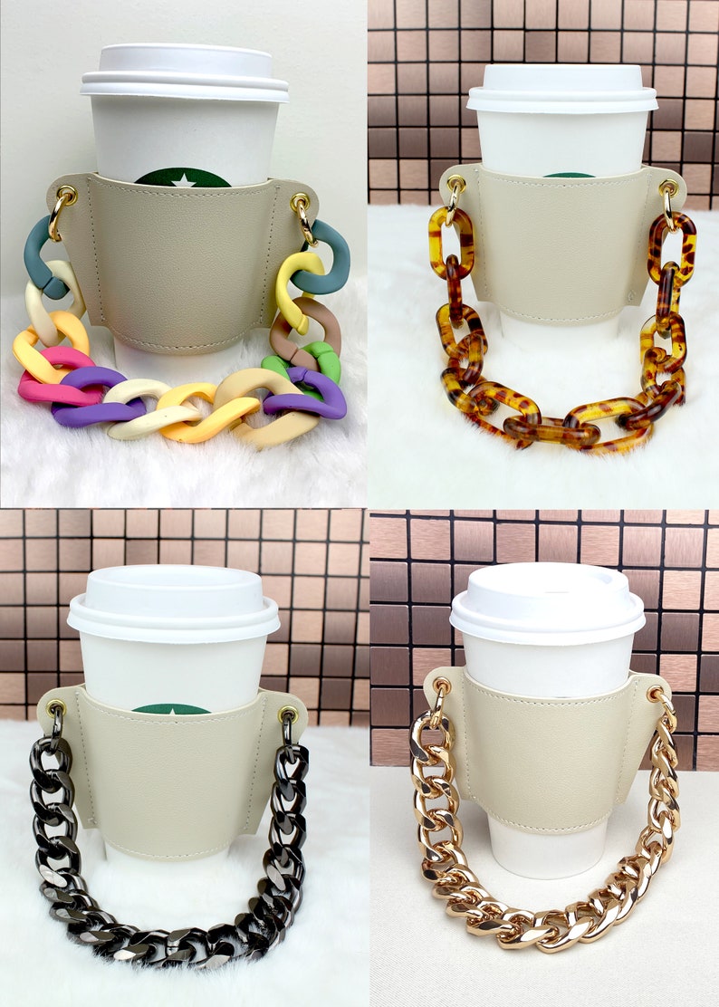 Coffee Cup Sleeve With Chain Strap Drink Carrier for Coffee. - Etsy