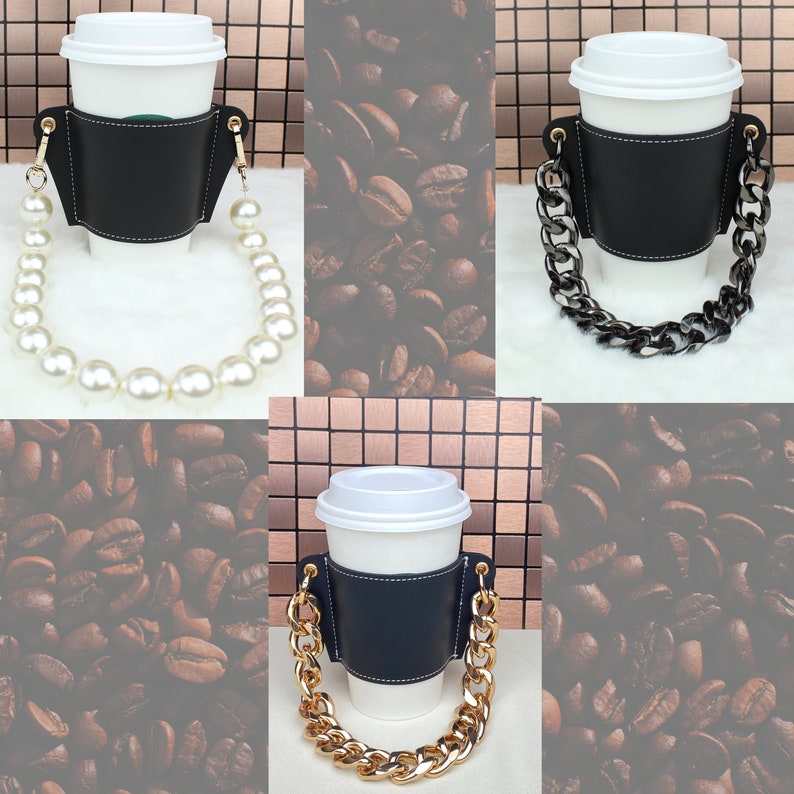 Coffee Cup Sleeve With Chain Strap Drink Carrier for Coffee. - Etsy