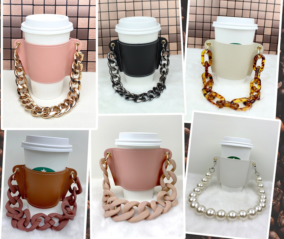 Coffee Cup Sleeve With Chain Strap Drink Carrier for Coffee. - Etsy