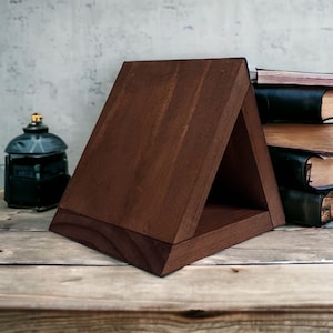 Triangle Bookstand, Triangle Book Holder, Nightstand Bookmark, Rustic ...