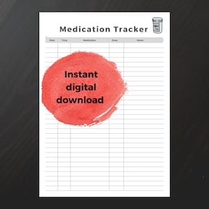 Daily Medication Tracker Printable PDF Digital Download Files in Size 8 ...