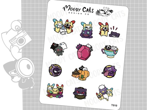 Pokéween Themed Stickers Quarter Sheet Hand Drawn Planner - Etsy