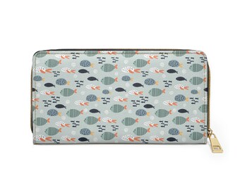 Koi Fish Faux Leather Zip Wallet Japanese Koi Fish Koi Fish Clutch ...