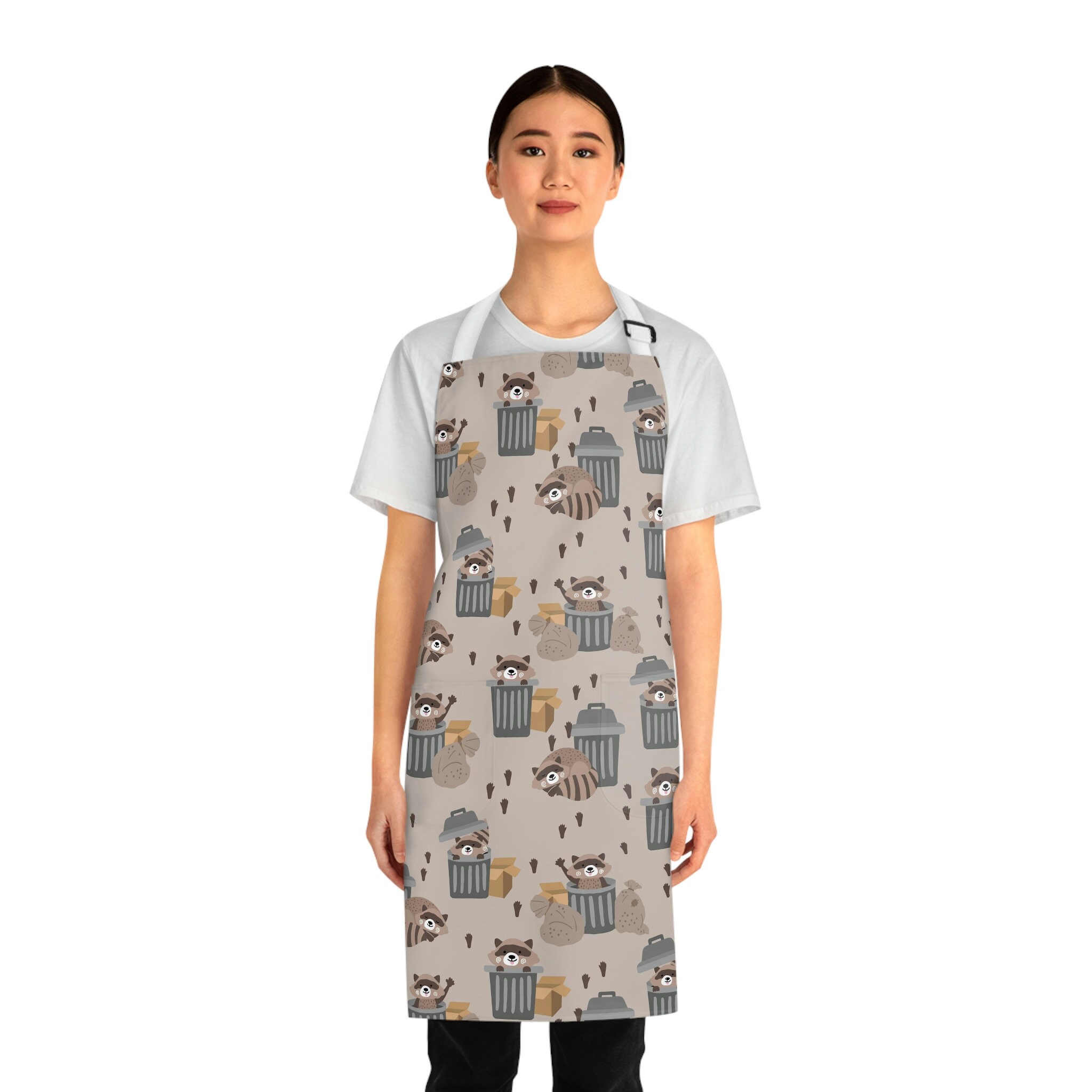 Trash Pandas Raccoon Print Satin Finish Apron With Pockets - Etsy UK