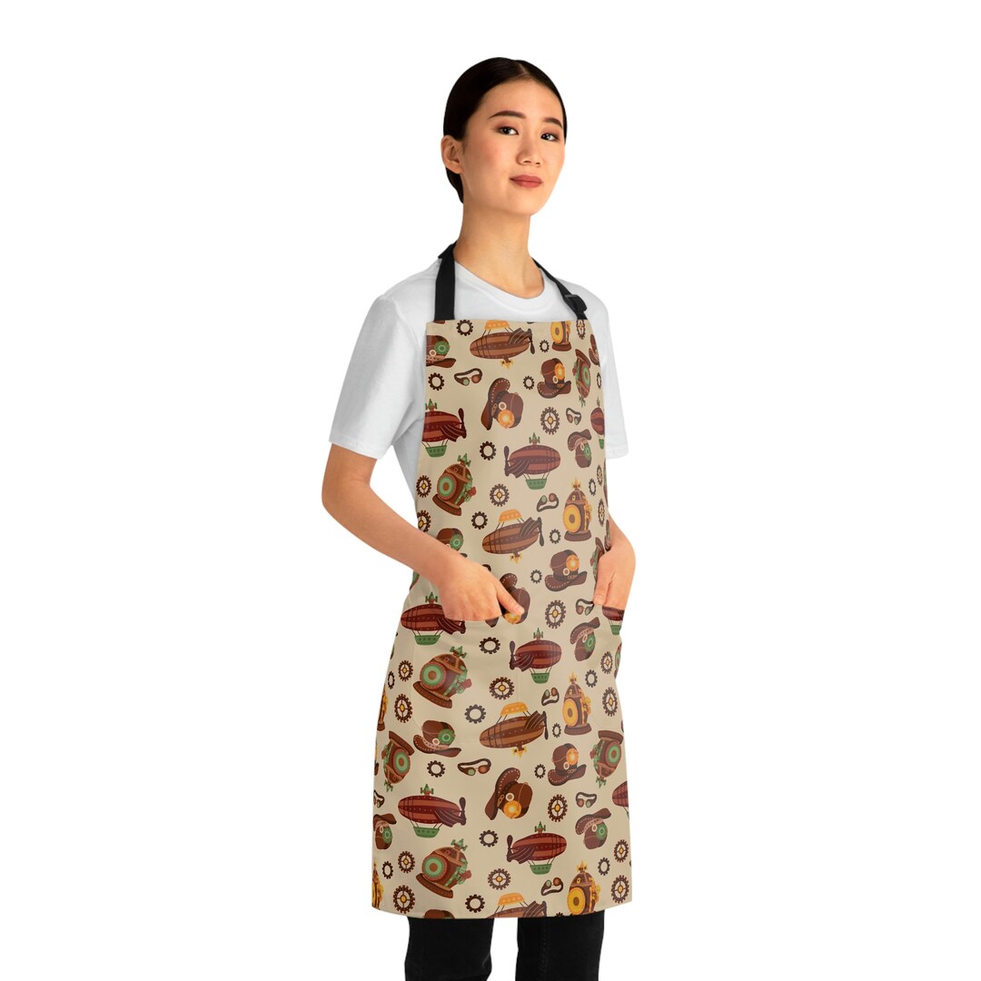 Steampunk Print Satin Finish Apron With Pockets - Etsy