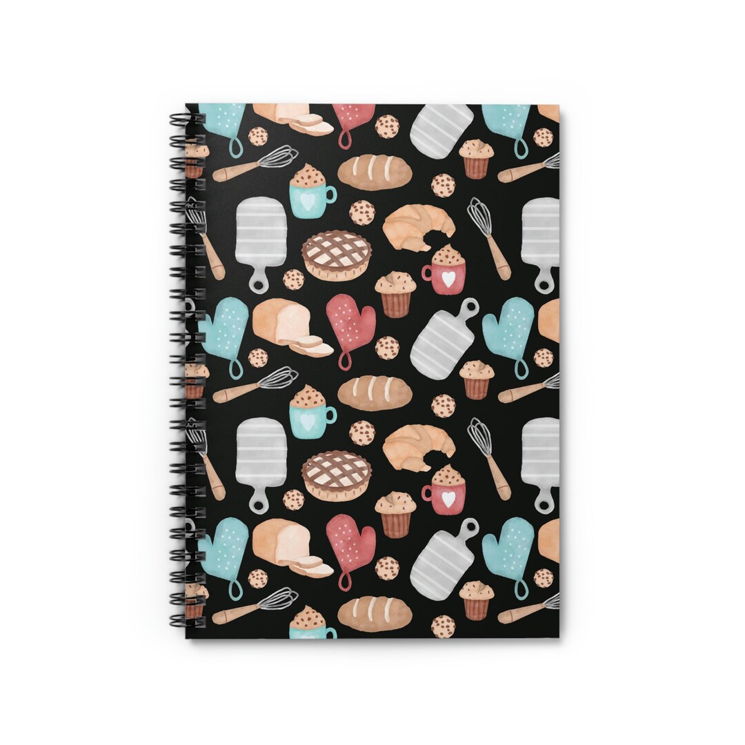 Let's Bake on Black Spiral Notebook Ruled Line - Etsy