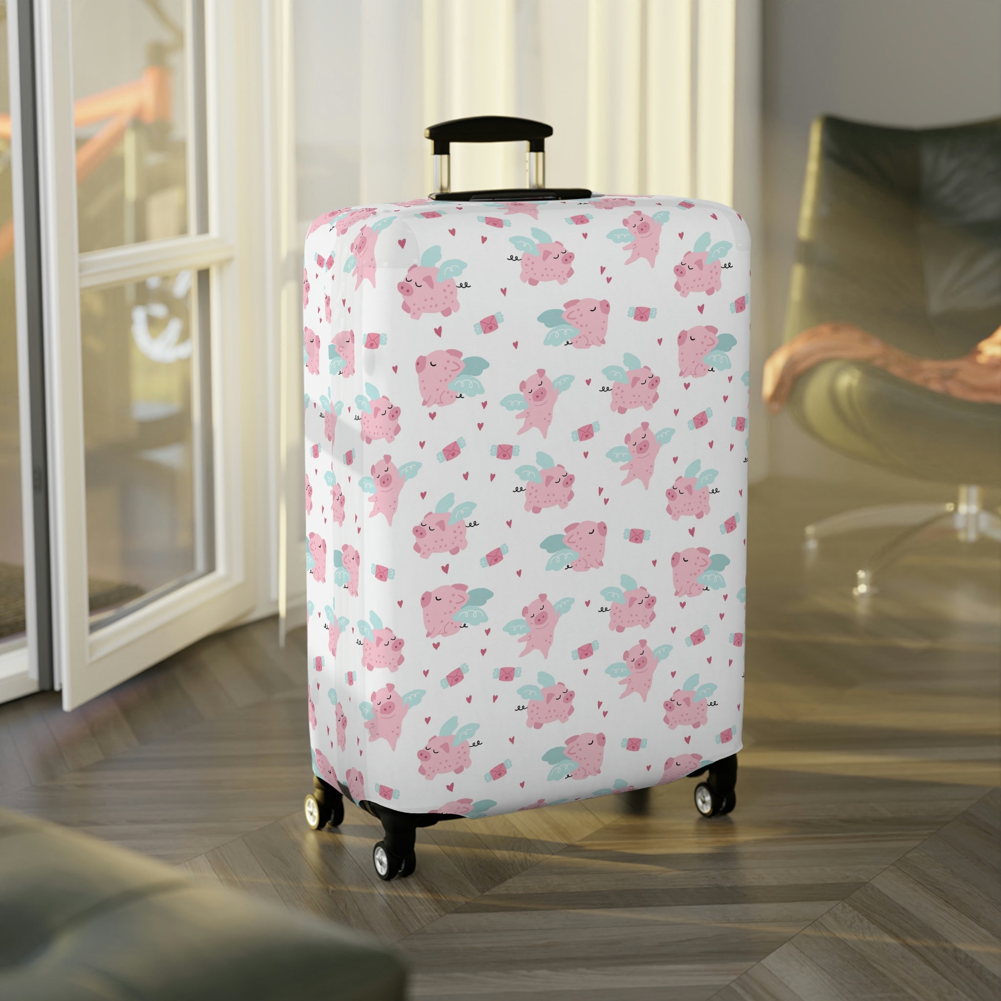 When Pigs Fly Pig Print Luggage Cover - Suitcase Sleeve, Bag Cover ...