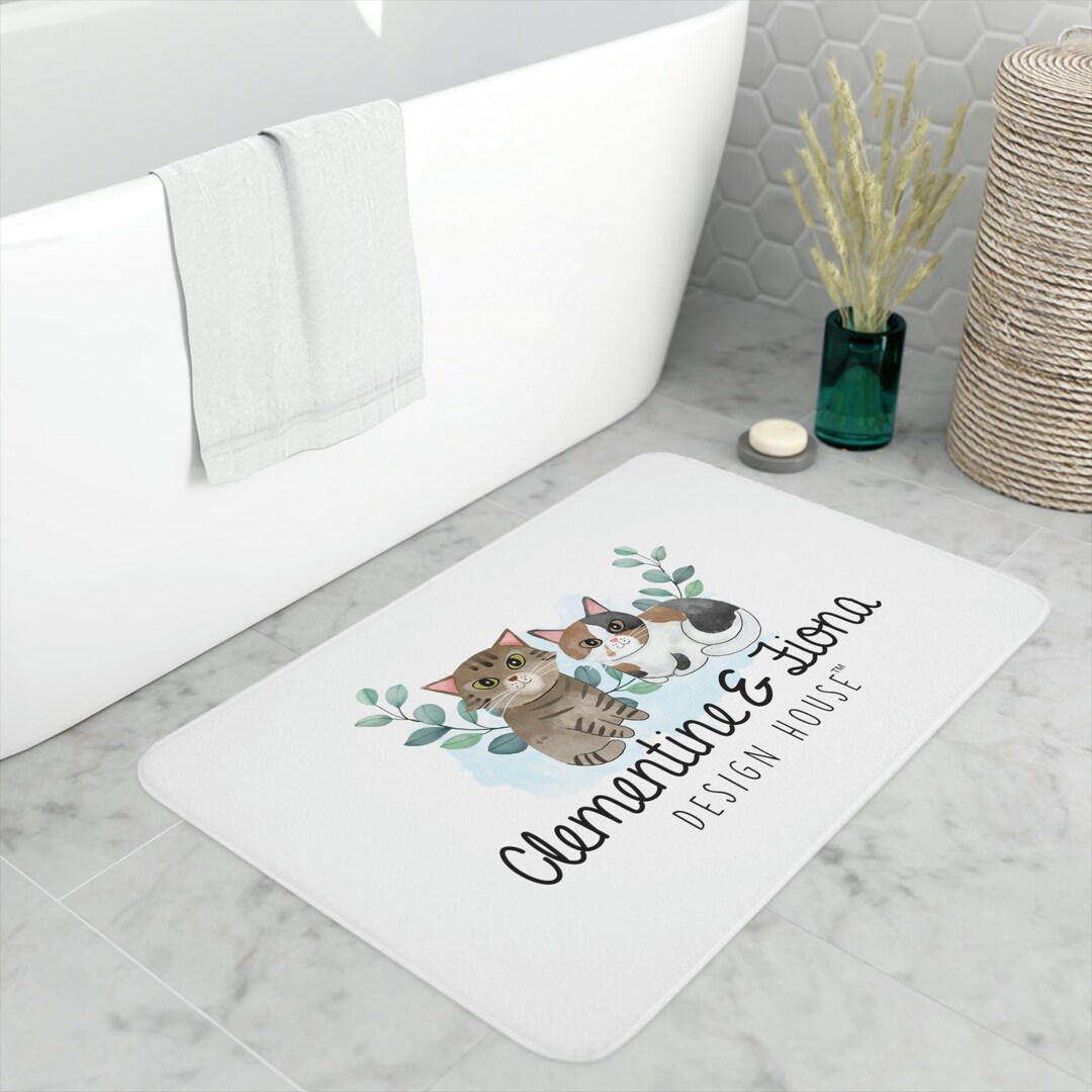 Clementine & Fiona Official Logo Cat Print Memory Foam Bath/kitchen ...