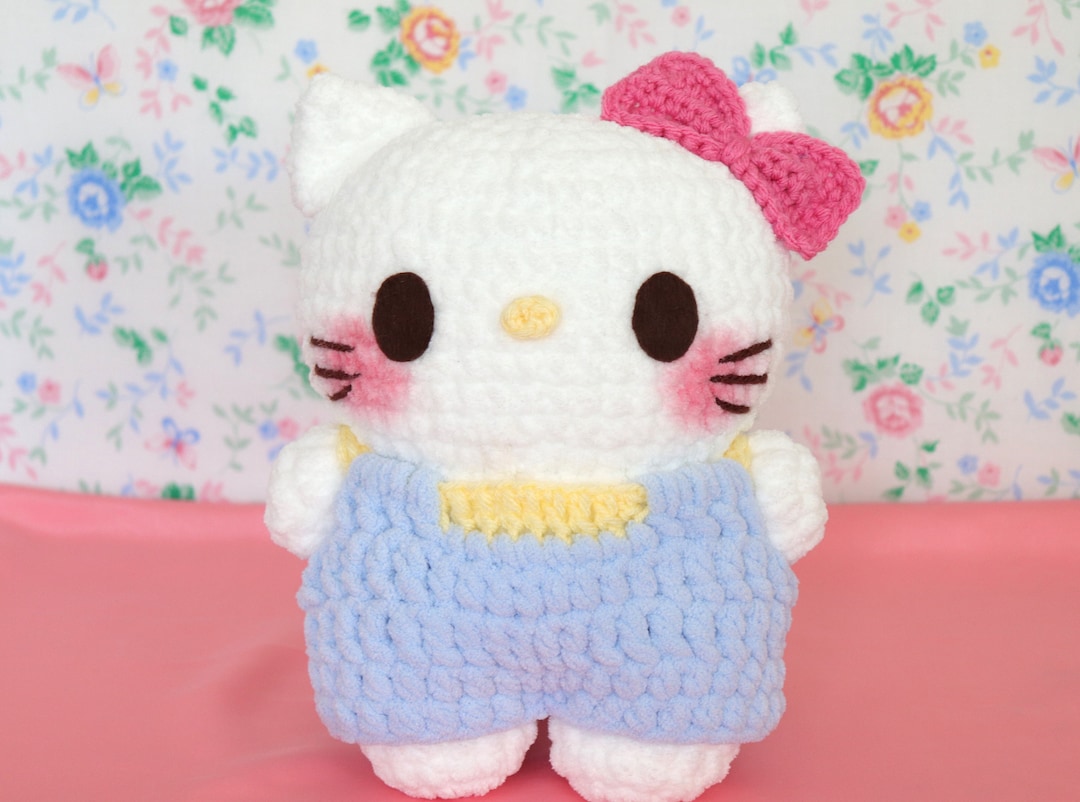 Crochet Sanrio Hello Kitty Cat Big Plushy Stuffy Kawaii Cute Amigurumi ...