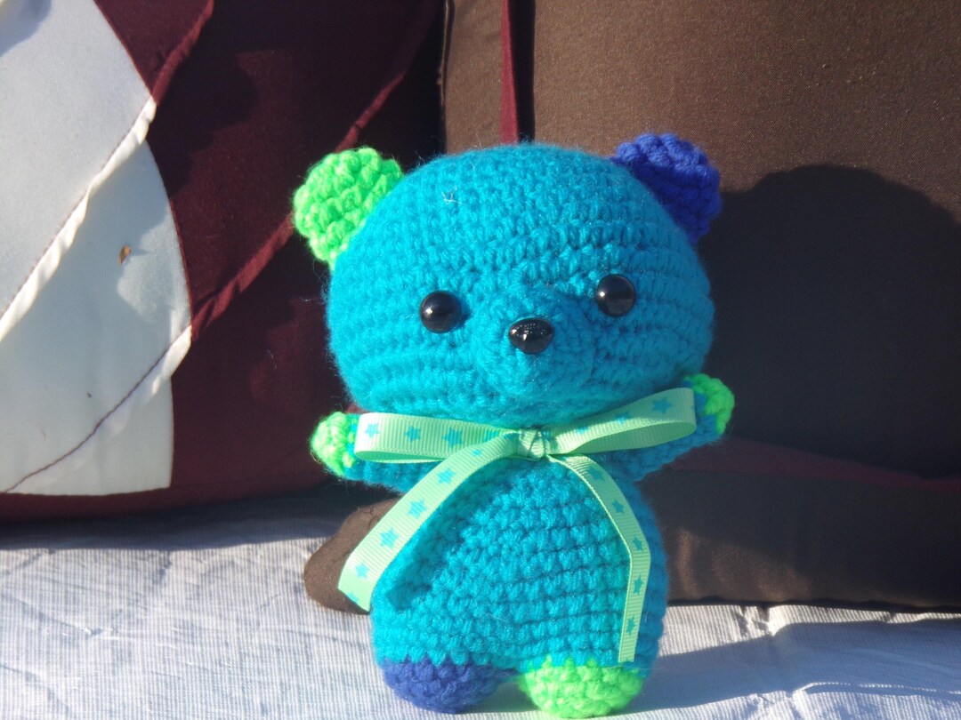 Cute Crochet Plush Multicolor Bear, Amigurumi Bear, Stuffed Animal ...