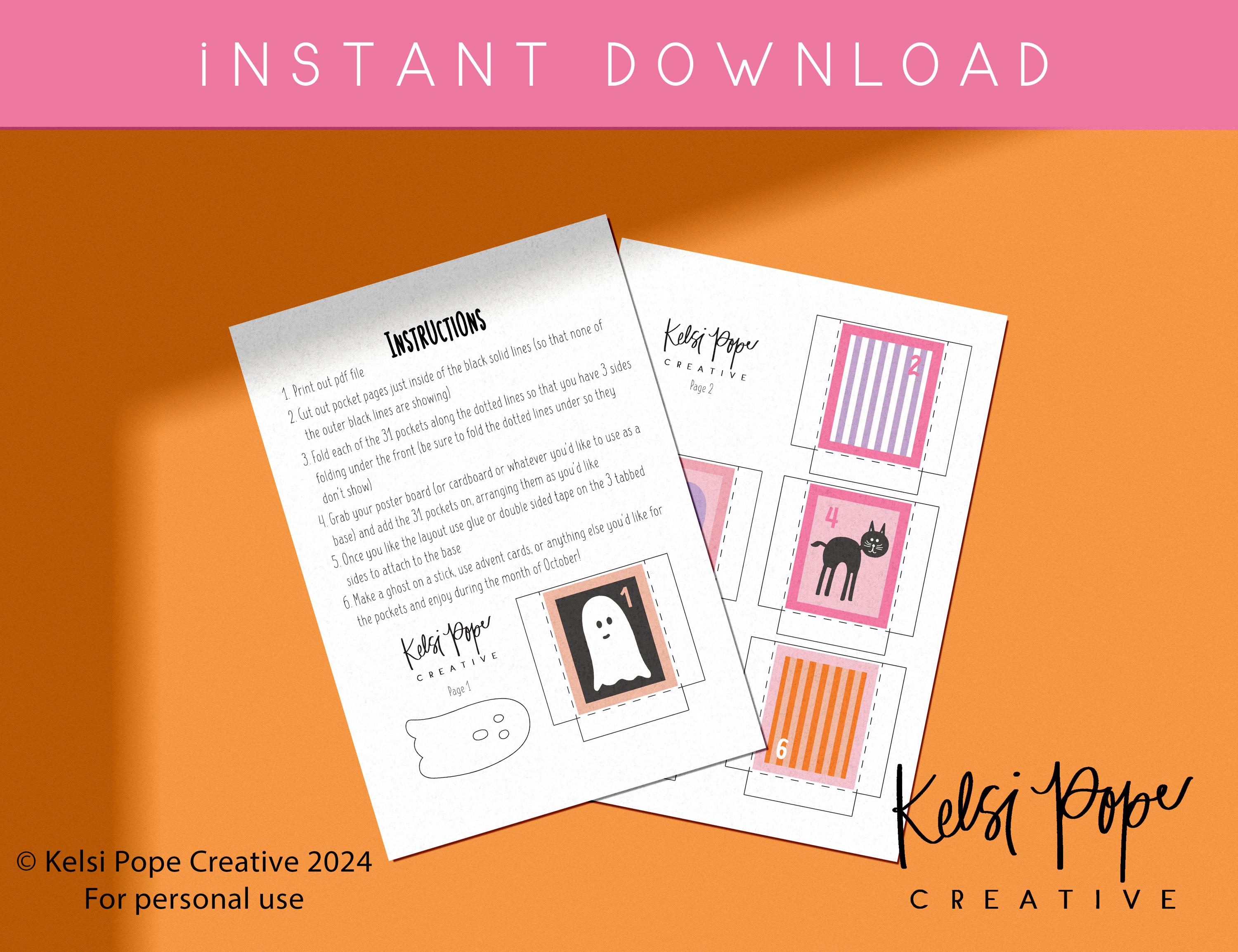 DIY October Halloween Advent Calendar Countdown 31 Days to Print and ...