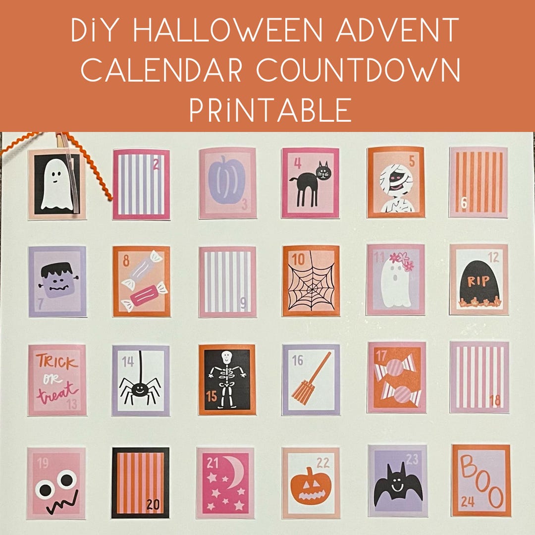 DIY October Halloween Advent Calendar Countdown 31 Days to Print and ...