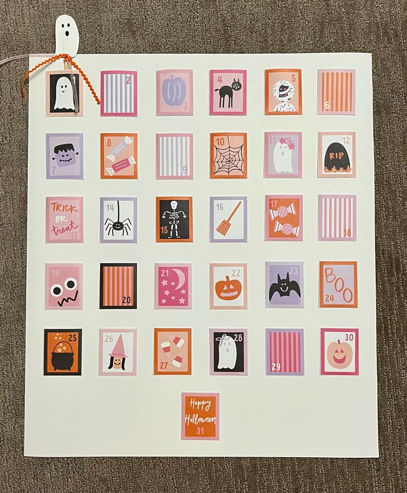DIY October Halloween Advent Calendar Countdown 31 Days to Print and ...