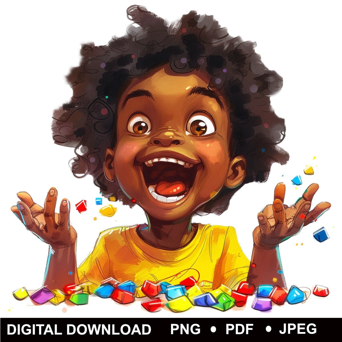 Excited Young Black Boy Clipart, Boy Illustrations, AFRO PNG, Little ...