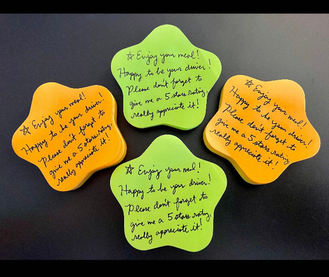 Doordash Grubhub Ubereats Driver Handwritten Thank You Notes and ...
