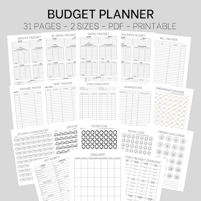 Digital Budget Planner, Printable Monthly Budget Planner, Editable ...