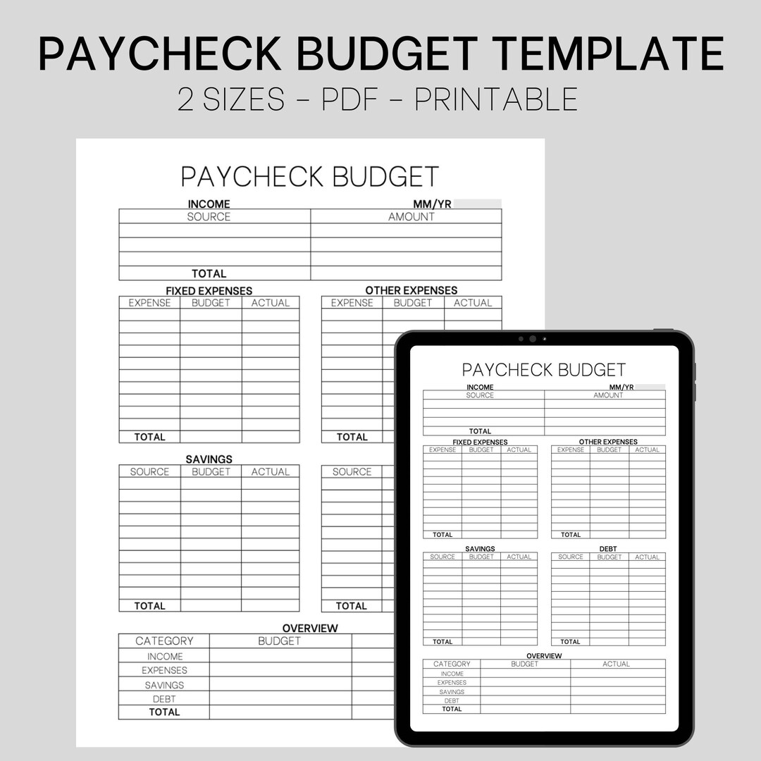 Paycheck to Paycheck Budget, Paycheck Budget Digital, Paycheck Budget ...