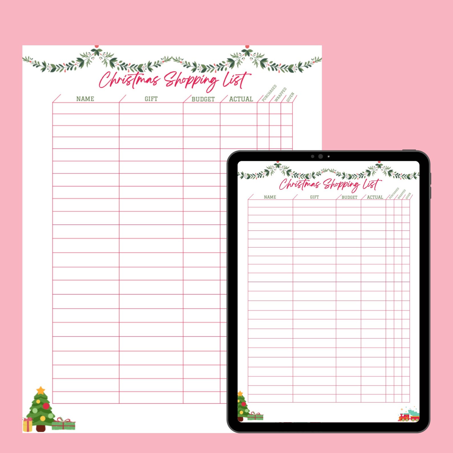 Christmas Gift Shopping List, Holiday Shopping List, Christmas List ...