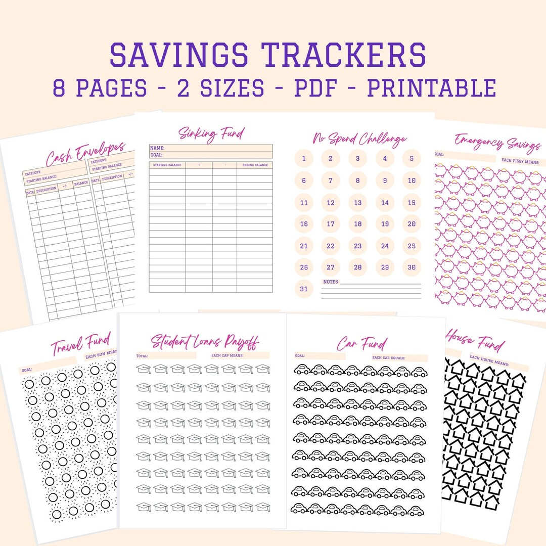 Savings Challenge Bundle, Savings Tracker Sheet, Savings Planner ...