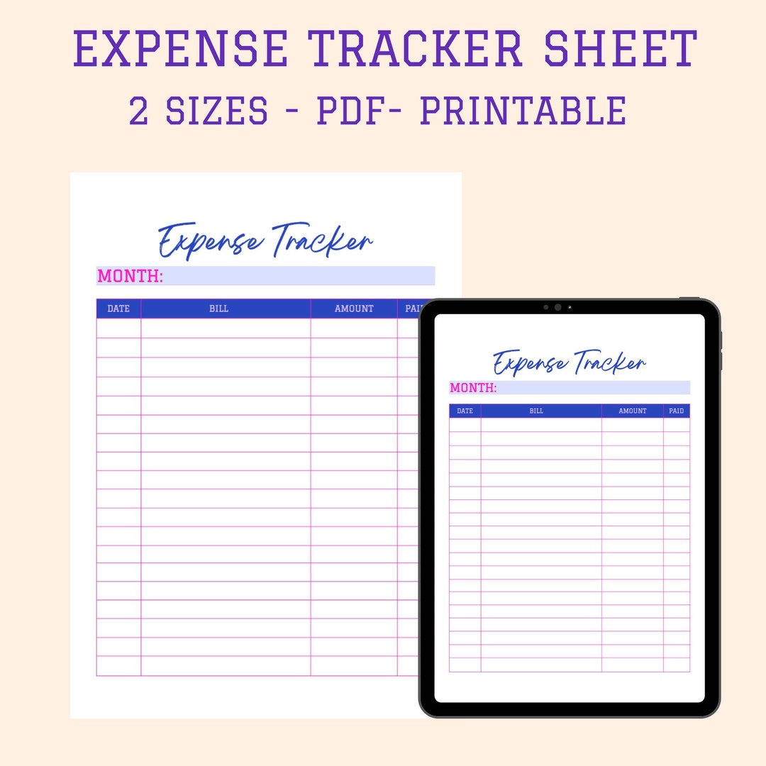 Expense Tracker Budget Sheet, Expense Log, Expense Sheet, Expense ...