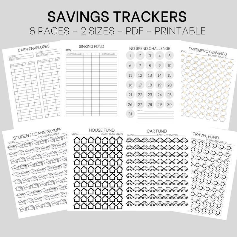 Digital Savings Challenge Bundle Printable Savings Planner - Etsy