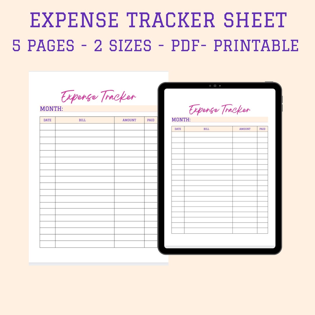 Expense Tracker Budget Sheet, Expense Log, Expense Sheet, Expense ...