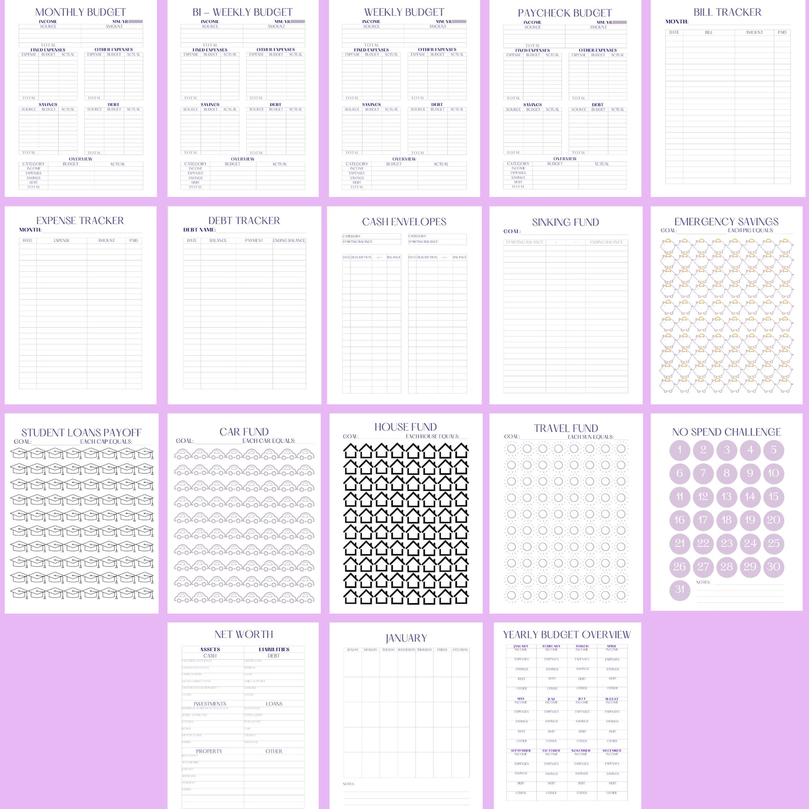 Digital Budget Planner, Printable Monthly Budget Planner, Editable ...