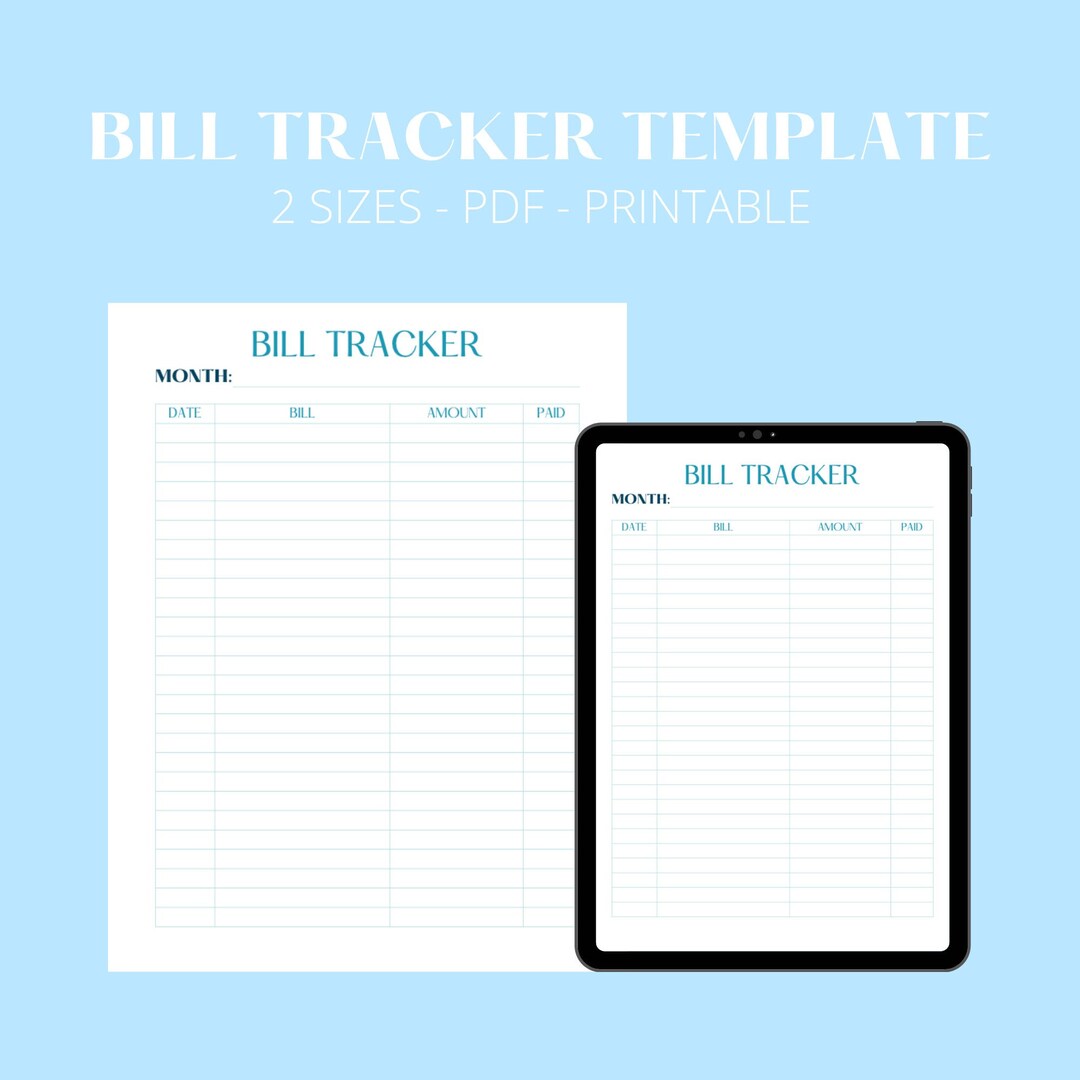 Bill Tracker Printable Template, Bill Organizer, Bill Planner, Bill ...