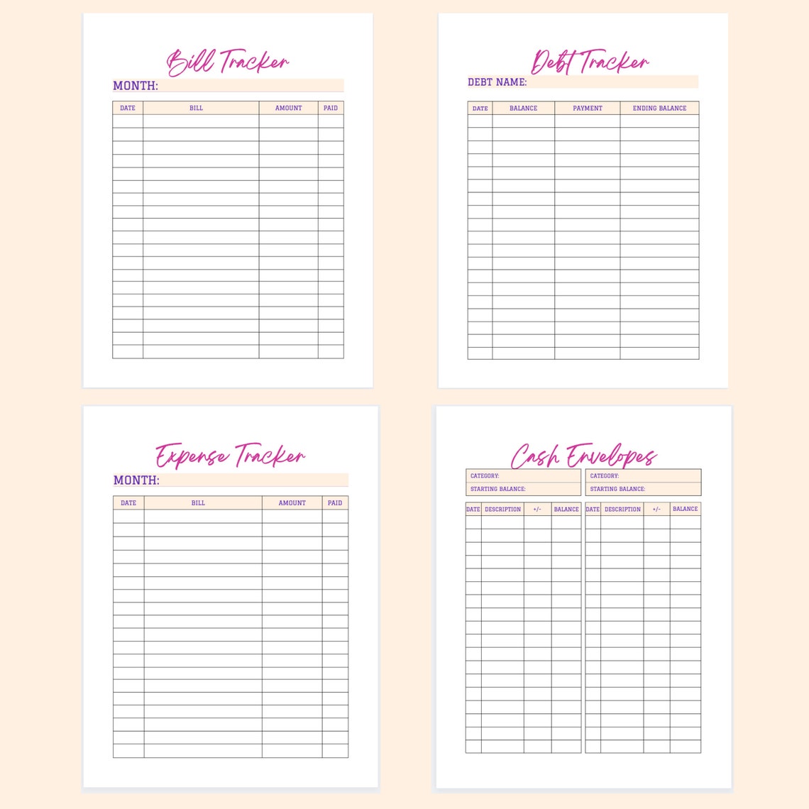 Monthly Financial Planner Template, Printable 30 Pages Money Tracker ...