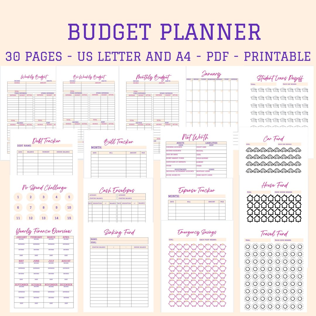 Monthly Financial Planner Template, Printable 30 Pages Money Tracker ...
