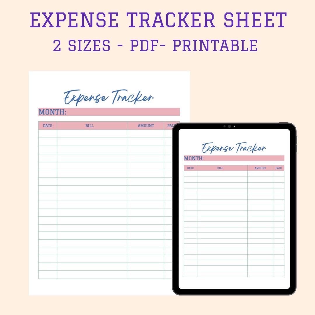 Expense Tracker Budget Sheet, Expense Log, Expense Sheet, Expense ...