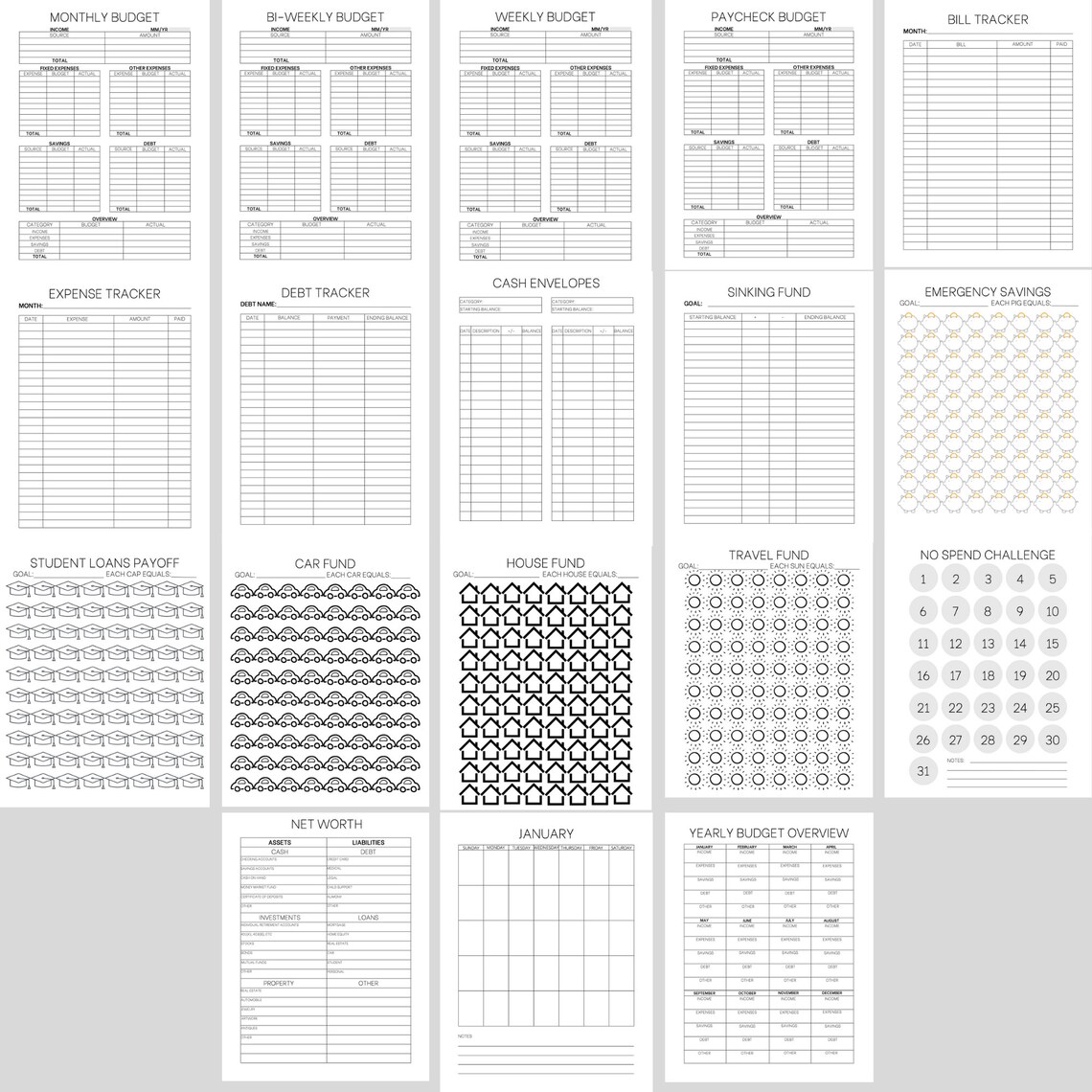 Digital Budget Planner, Printable Monthly Budget Planner, Editable ...