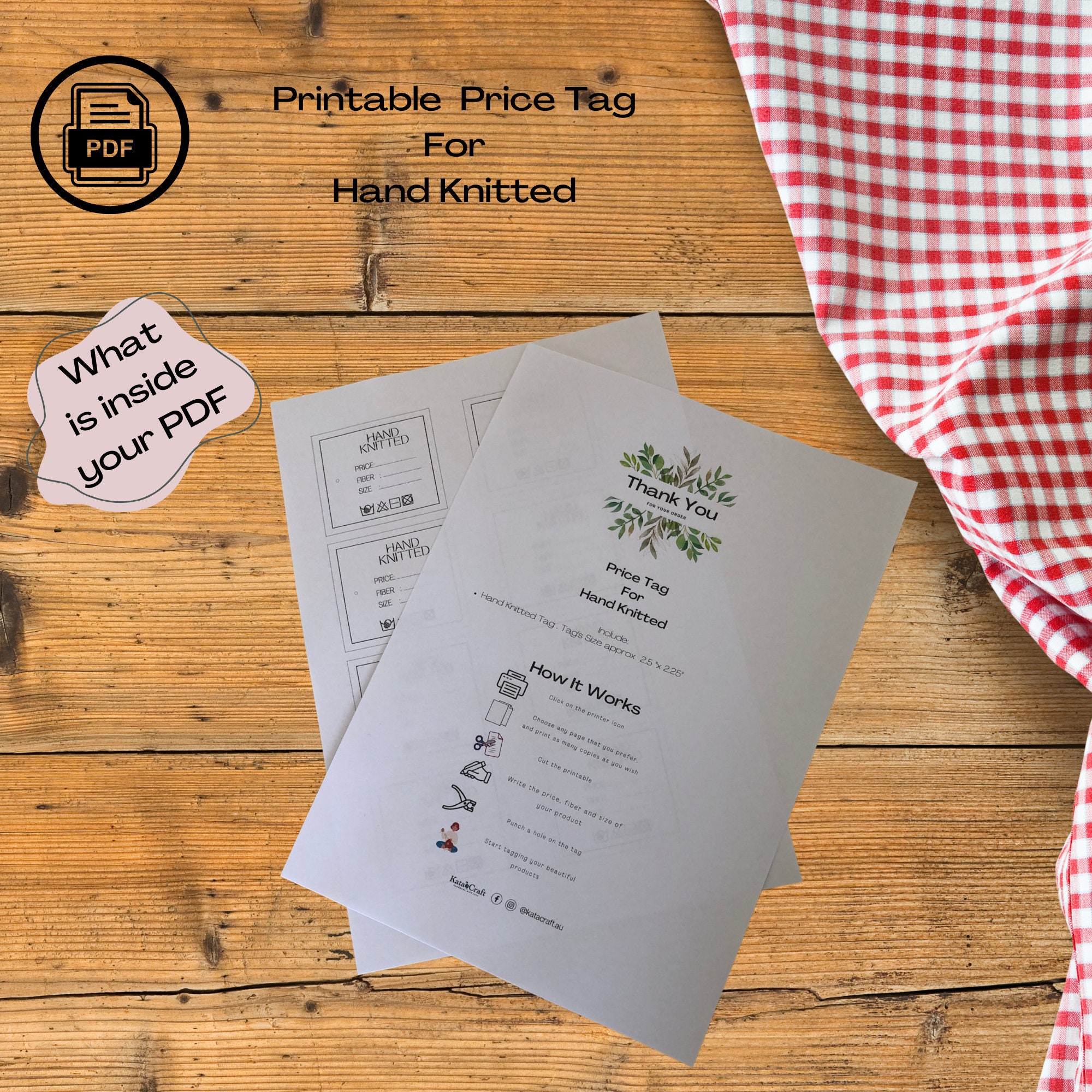Printable Price Tag for Hand Knitted. Great Way to Showcase Your ...
