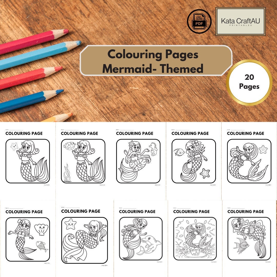 Printable Colouring Pages for Adults and Kids With Mermaid Themed ...