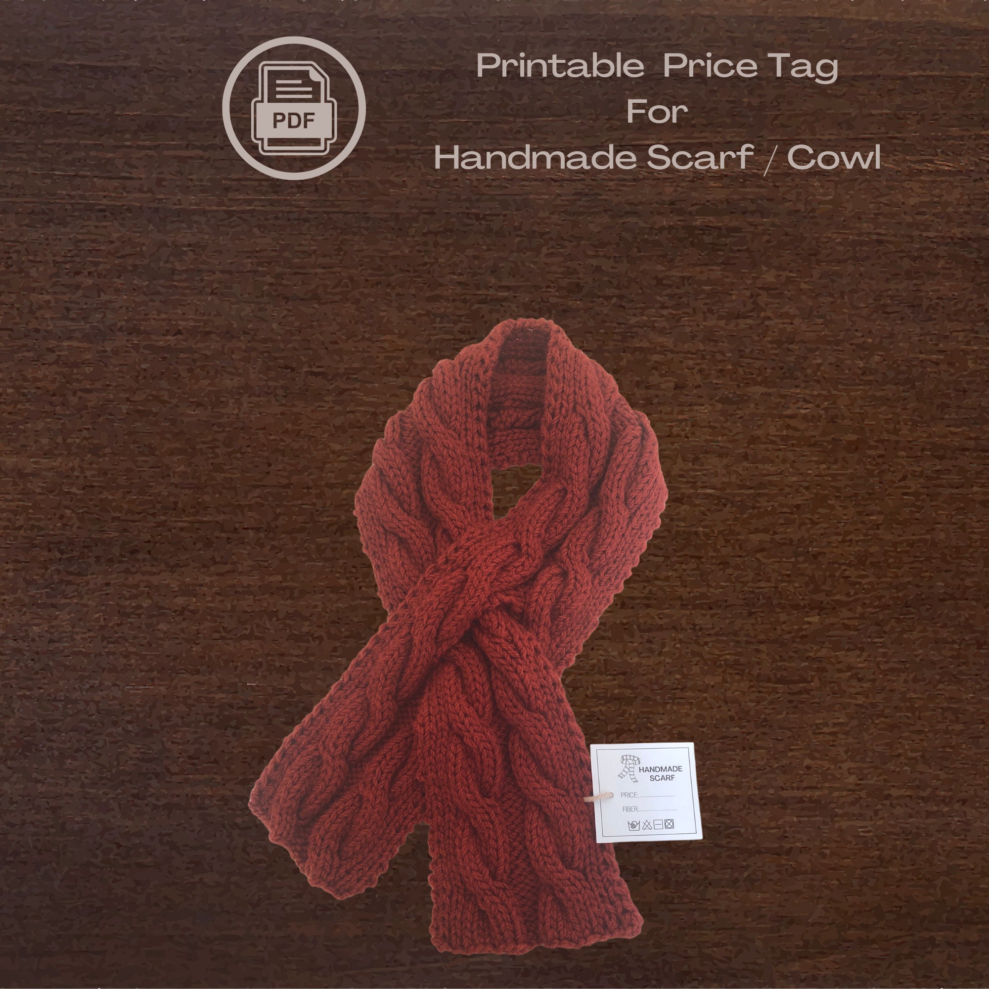 Printable Price Tag for Handmade Scarf or Cowl . Great Way to Showcase ...