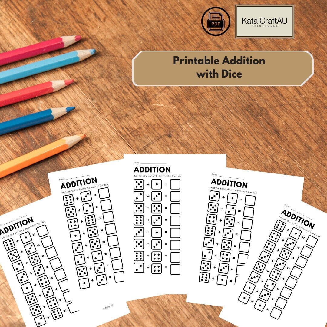 Dice Addition Fun: Printable Worksheets for Kids, to Practice Addition ...