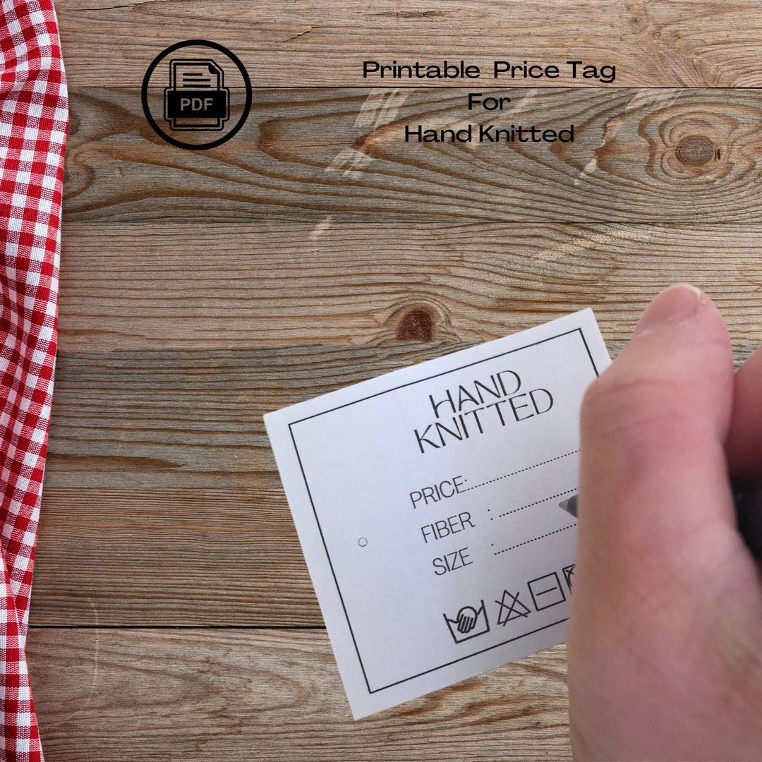 Printable Price Tag for Hand Knitted. Great Way to Showcase Your ...