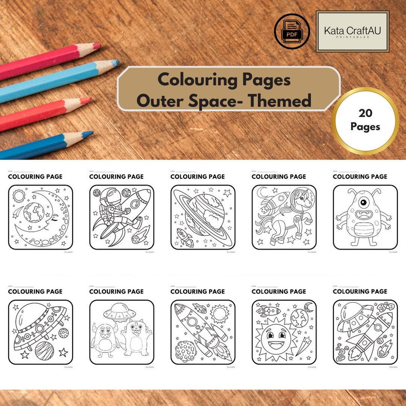 Printable Colouring Pages for Adults and Kids With Outer Space Themed ...