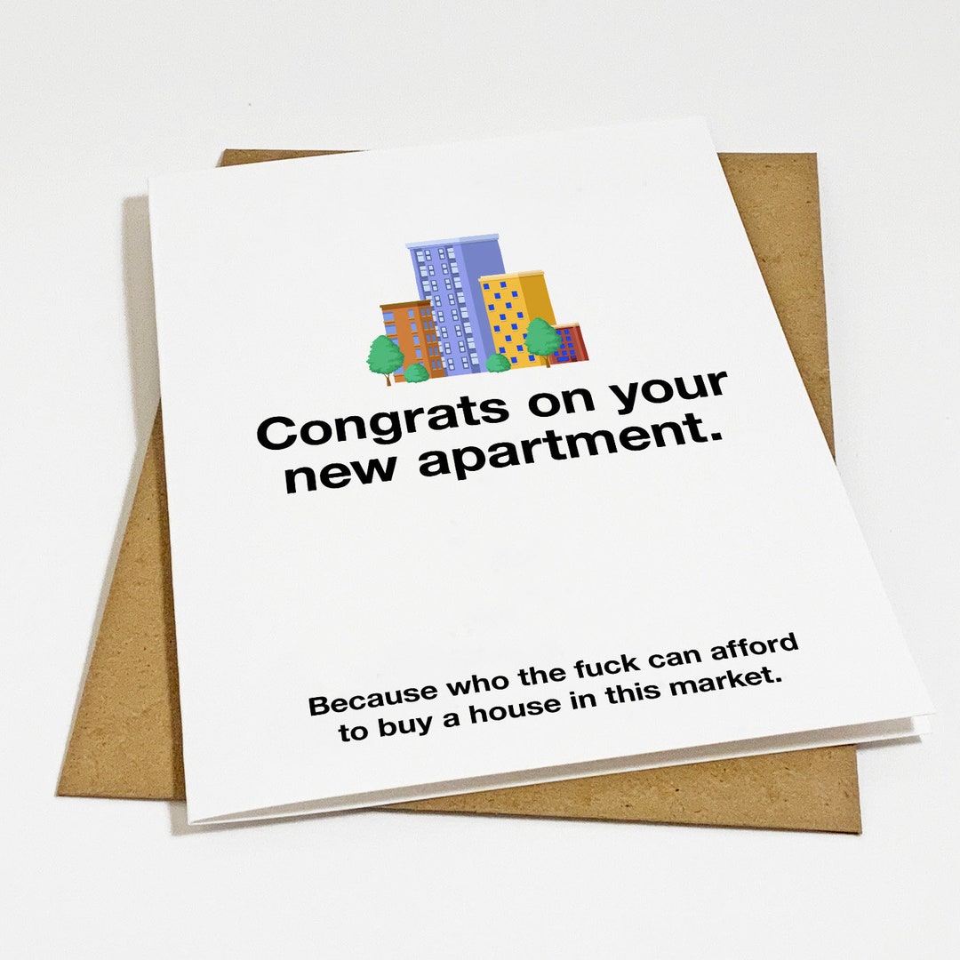 Funny New Apartment Greeting Card, Witty Congratulations Card ...