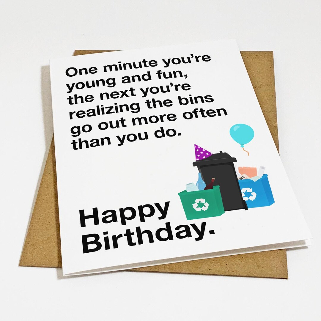 Trash Bin Birthday Card for Best Friends, Funny Birthday Greeting for ...