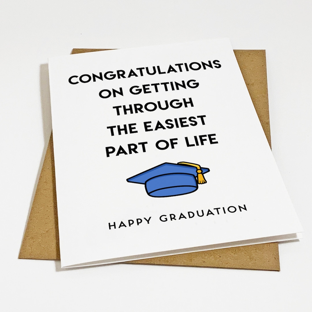 Sarcastic Graduation Card: Funny Congratulations Greeting - Etsy