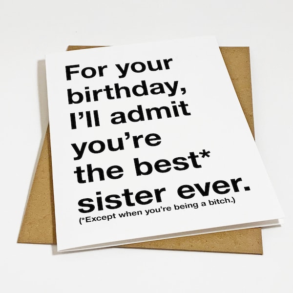 Funny Sister Card - Etsy