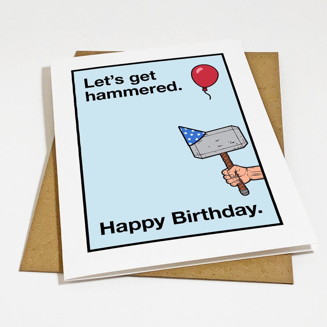 Let's Get Hammered Birthday Card for Him Alcohol Drinking Birthday ...