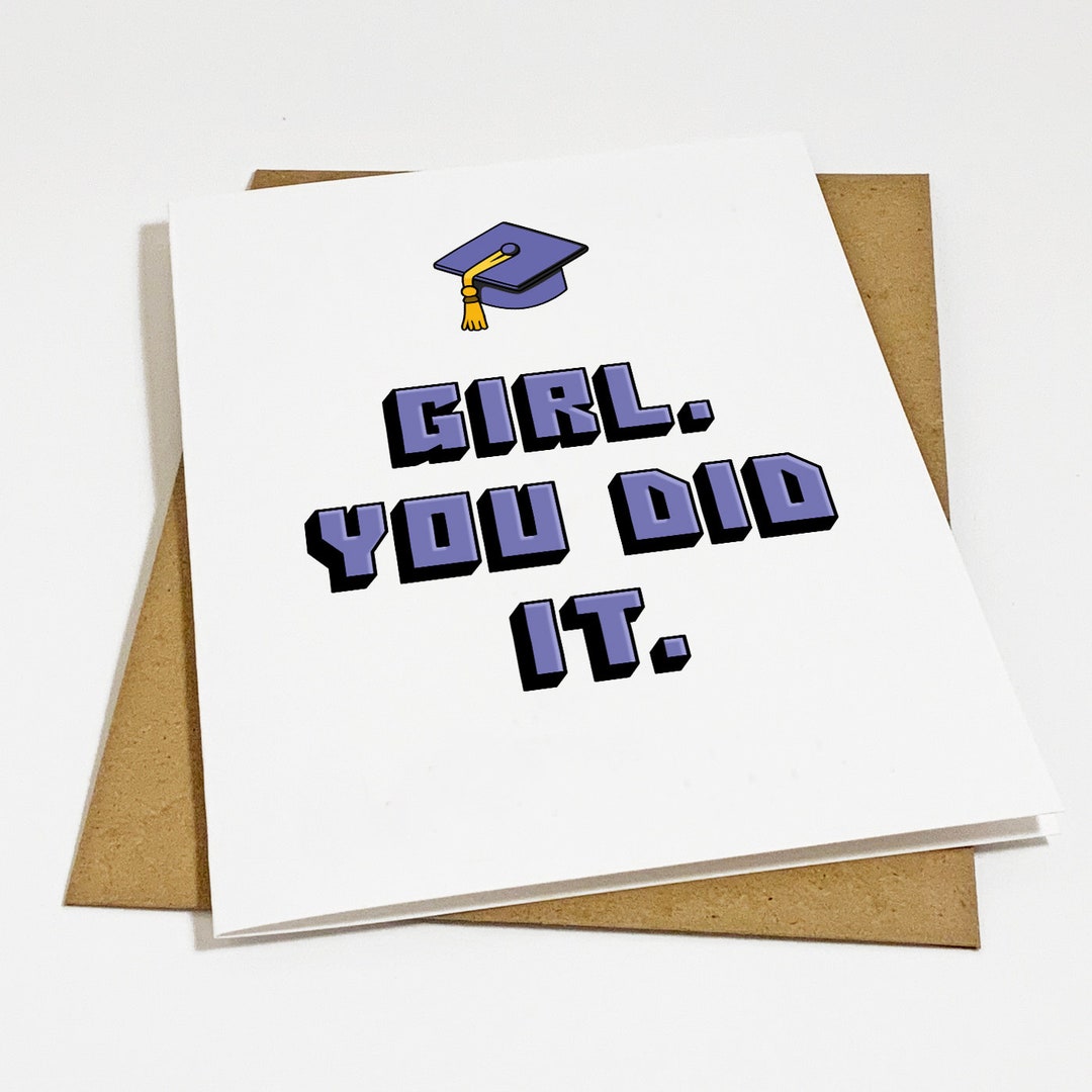 Girl Boss Graduation Card for Her -girl You Did It - Proud Sentiment ...
