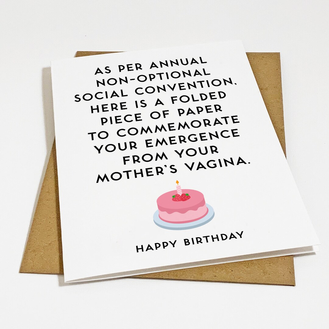 Funny Sarcastic Birthday Card: Non-optional Social Convention - Etsy