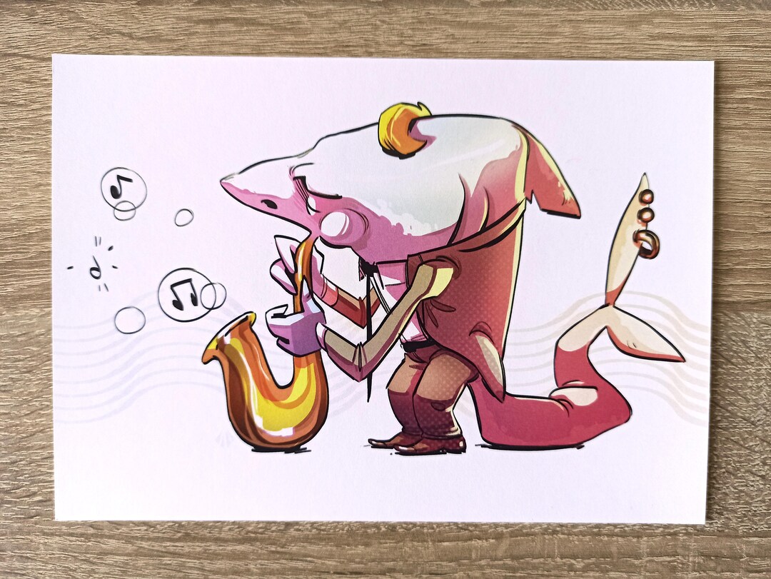 JAZZY SHARK do Do Do Illustration Format A4-a5-postcard - Etsy