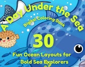 Digital Coloring Book: A Day Under the Sea 30 Fun Ocean - Etsy