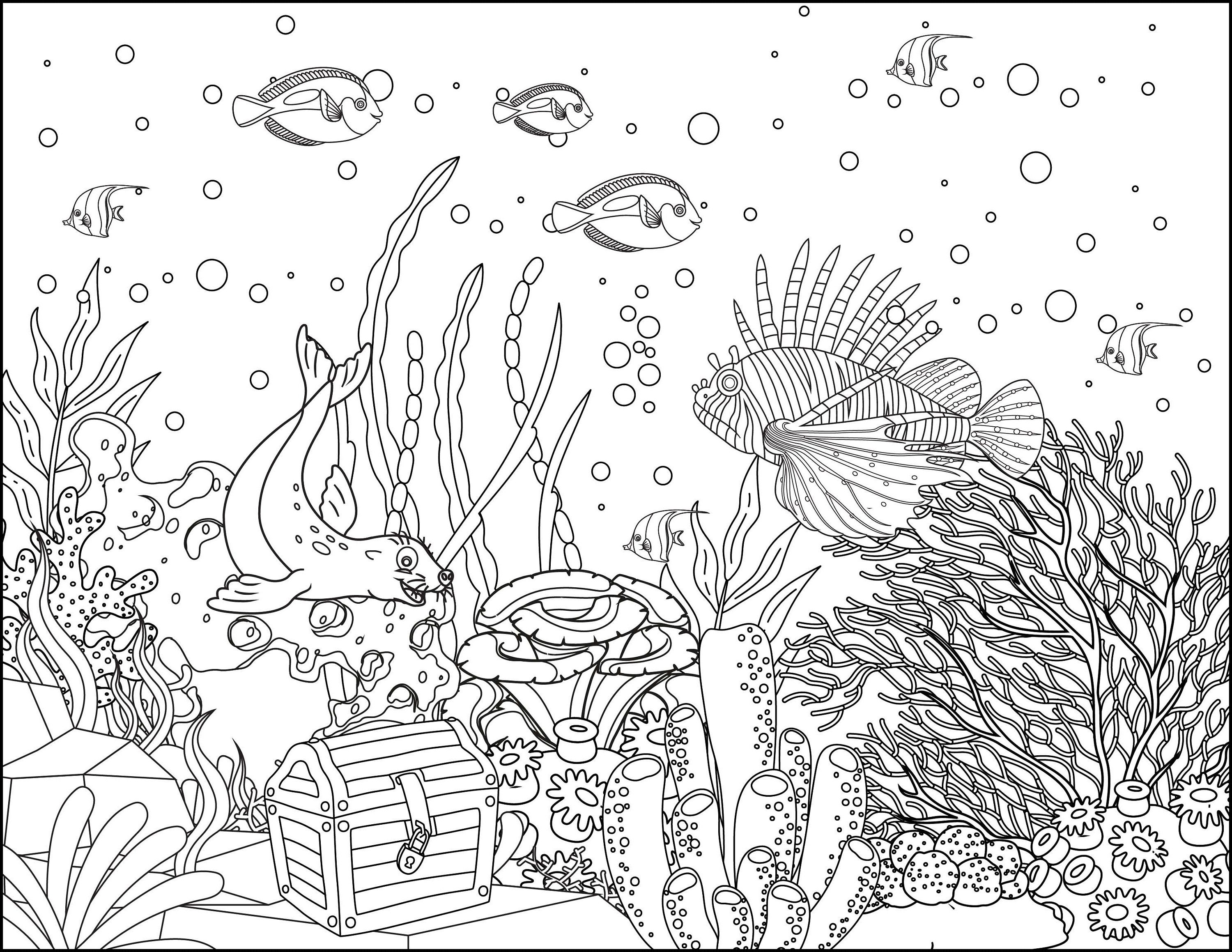 Digital Coloring Book: A Day Under the Sea- 30 Fun Ocean Layouts for ...