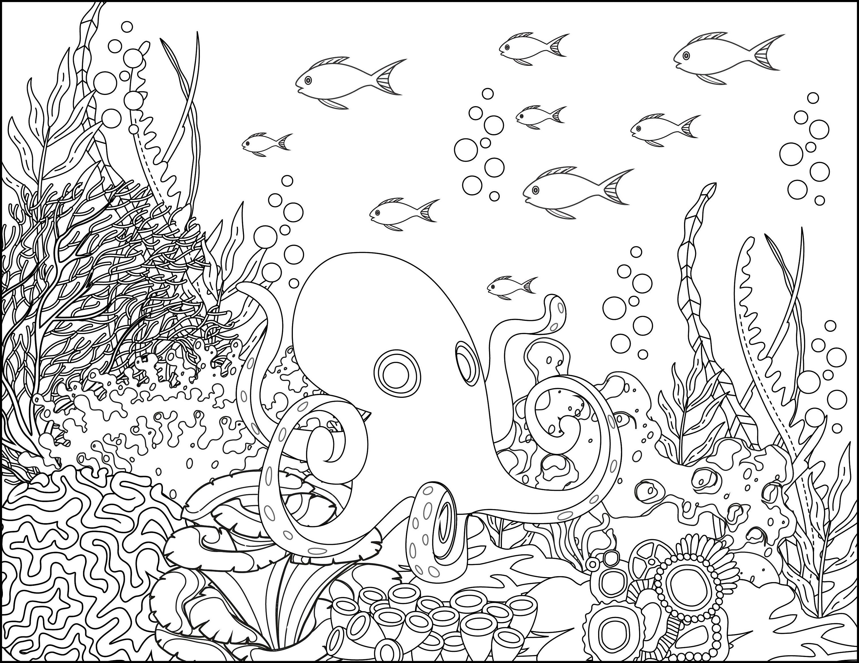 Digital Coloring Book: A Day Under the Sea- 30 Fun Ocean Layouts for ...