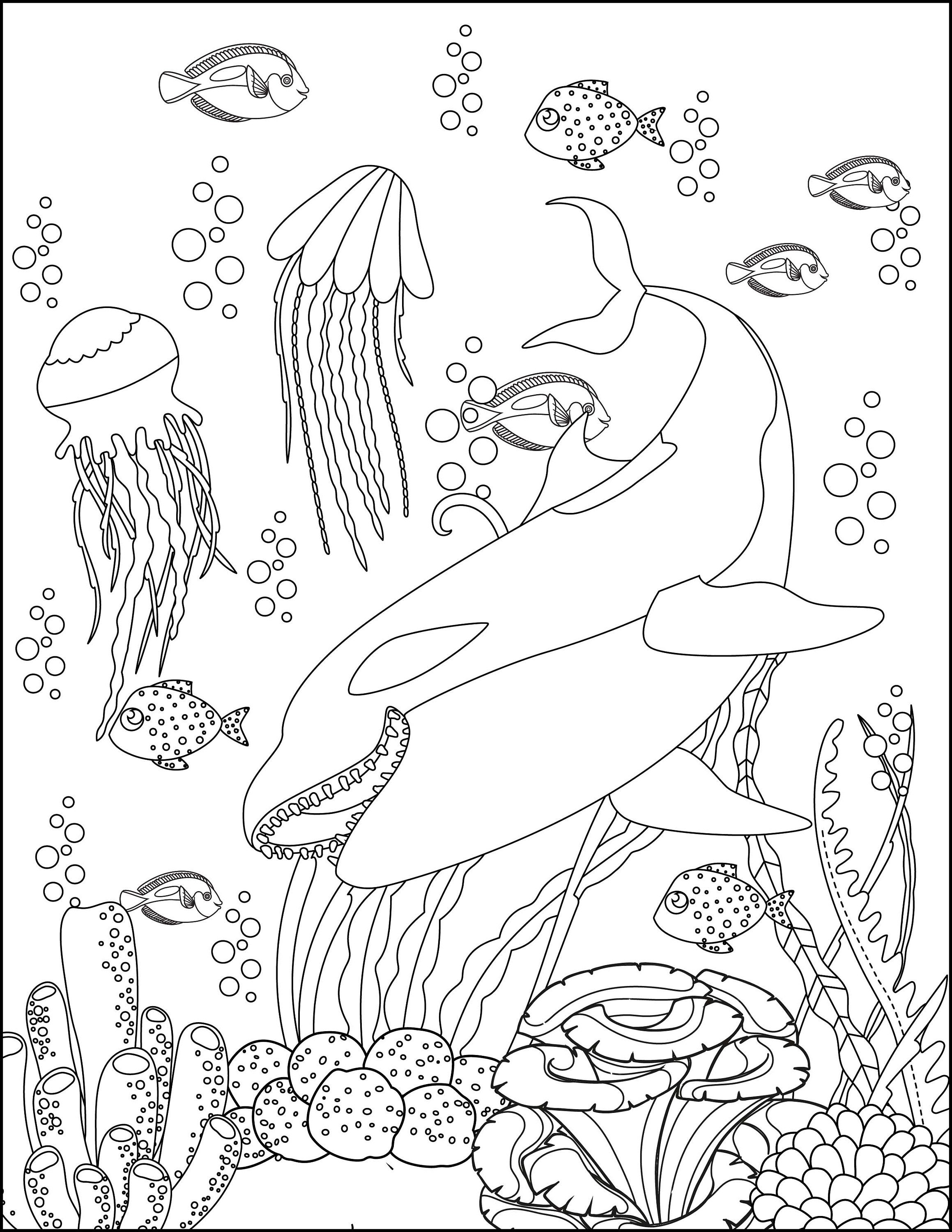 Digital Coloring Book: A Day Under the Sea- 30 Fun Ocean Layouts for ...